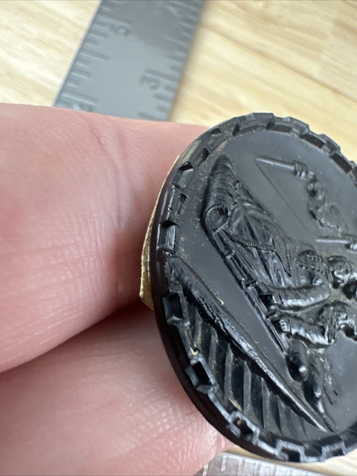 Rare Victorian Deknatel Black Glass Button Tobogganing Sledding At ...