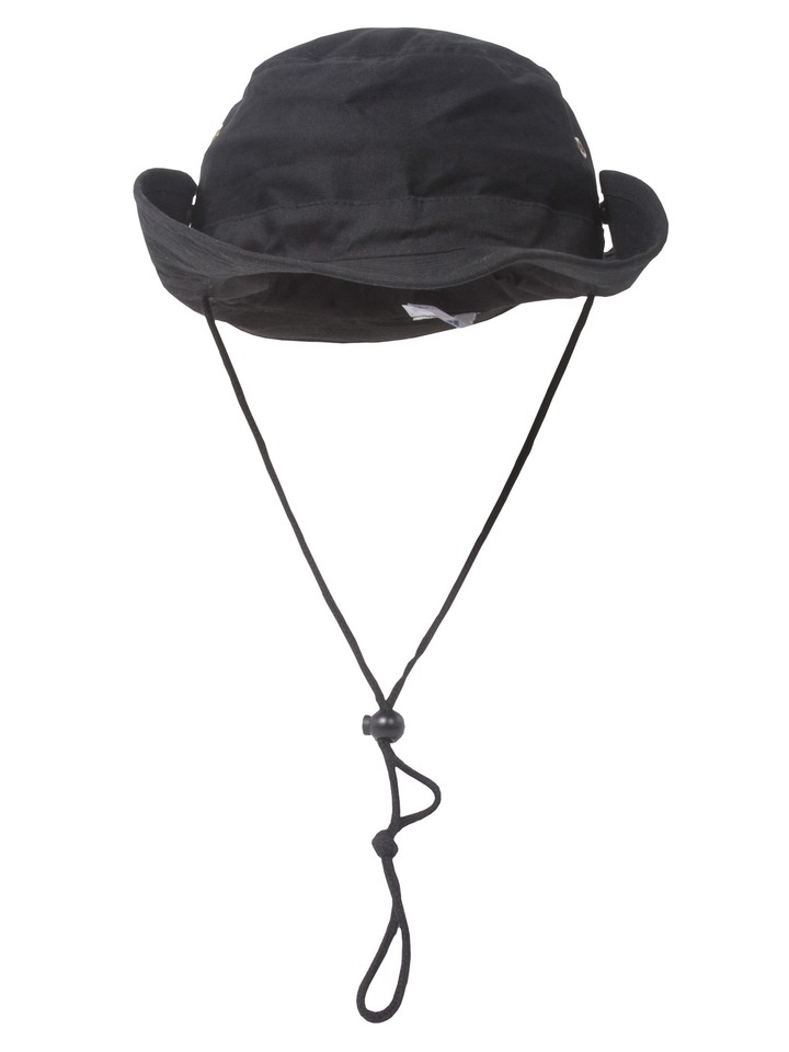 MG Men's Brushed Cotton Twill Aussie Side Snap Chin Cord Hat - Black | eBay