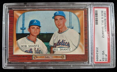 1955 Bowman BOB & BILL SHANTZ #139 PSA 4 VG-EX Athletics 23524999 | eBay