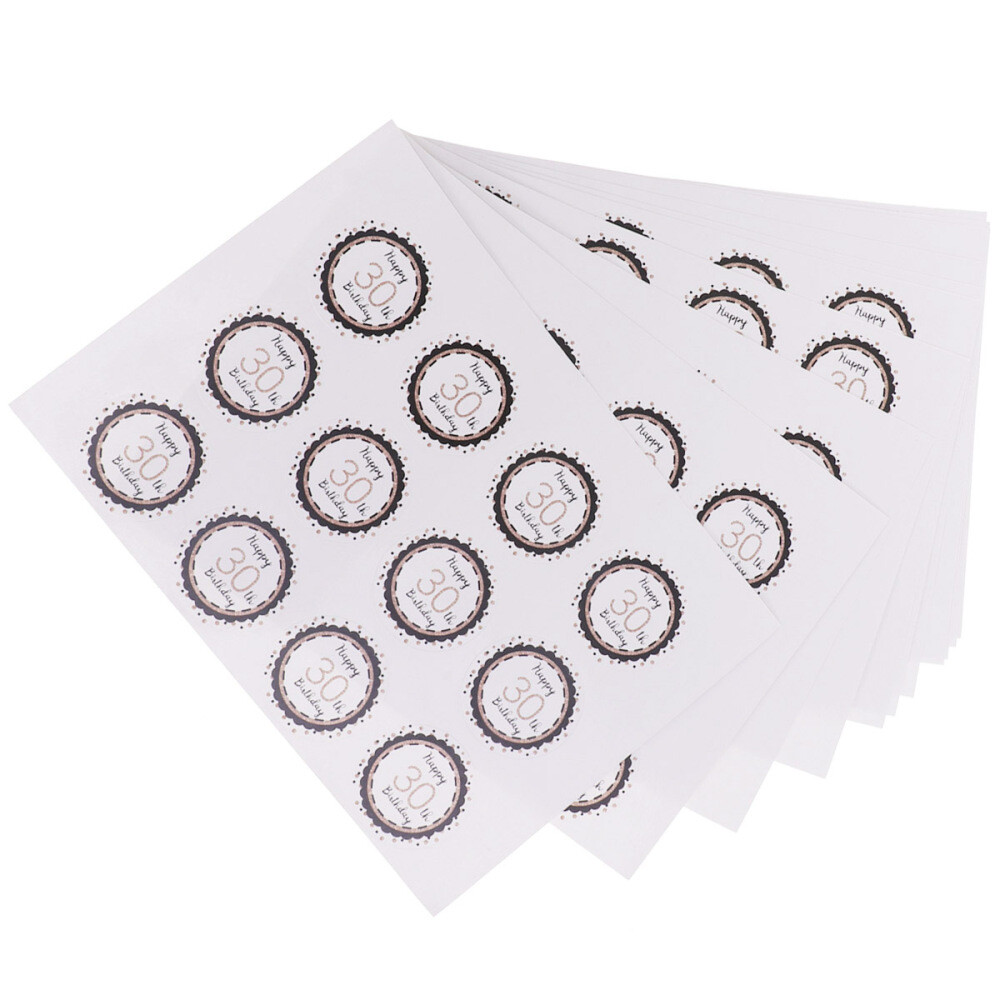 12 Sheets Happy 30th Birthday Stickers Decoration Sticker Decals Labels ...