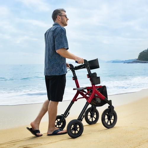 MAXWALK Rollator Walker with Seat Tall Walkers for Seniors 12" Big ...