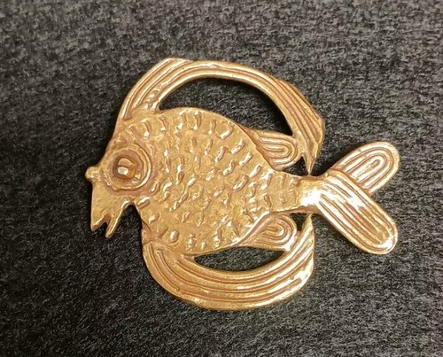 Vintage ALVA STUDIOS Fish Pin Brooch Gold Tone | eBay