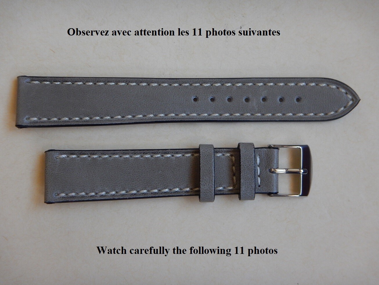 20 MM Delicate And Flexible strap Lamb Real Grey Claircouture White | eBay