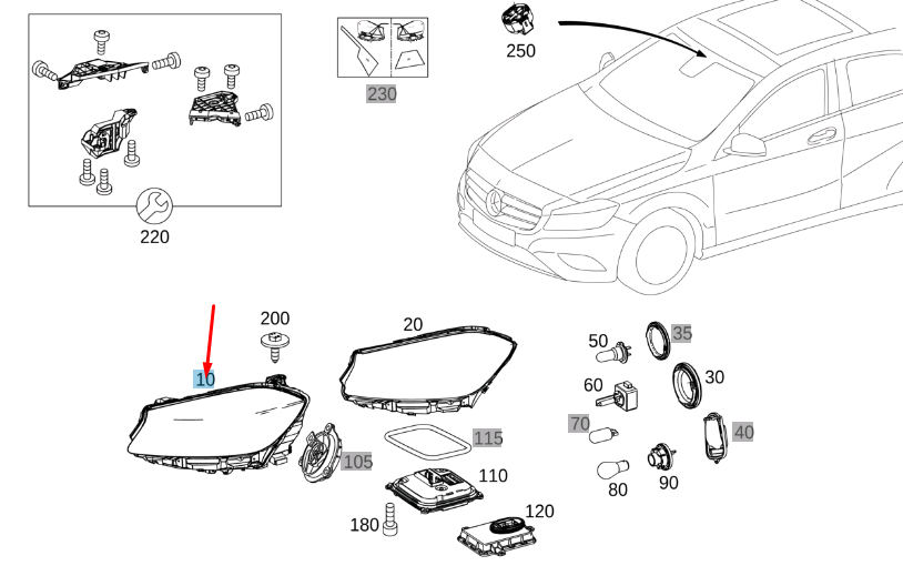 MERCEDES-BENZ GLA X156 Scheinwerfer vorne links LHD USA A1569062900 NEU ...