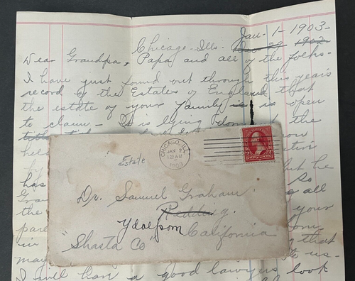 1903 IL LETTER ROYAL BRITISH ESTATE LAWYER CLARENCE DARROW YDALPOM CA ...