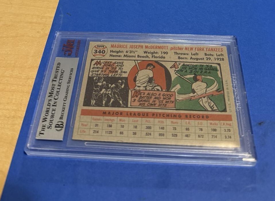 1956 Topps Baseball Mickey McDermott #340 BVG 8 NM-MT Yankees 0016815350 | eBay