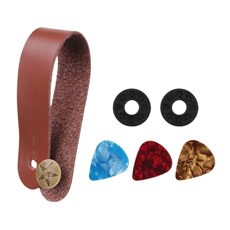 Leather Guitar Neck Strap Holder Button Adjustable Guitar Strap Belt ...
