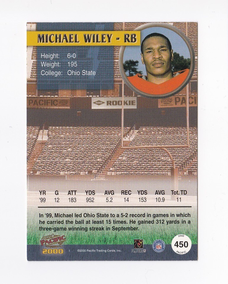 2000 Pacific #450 Michael Wiley RC Ohio State Buckeyes Dallas Cowboys ...