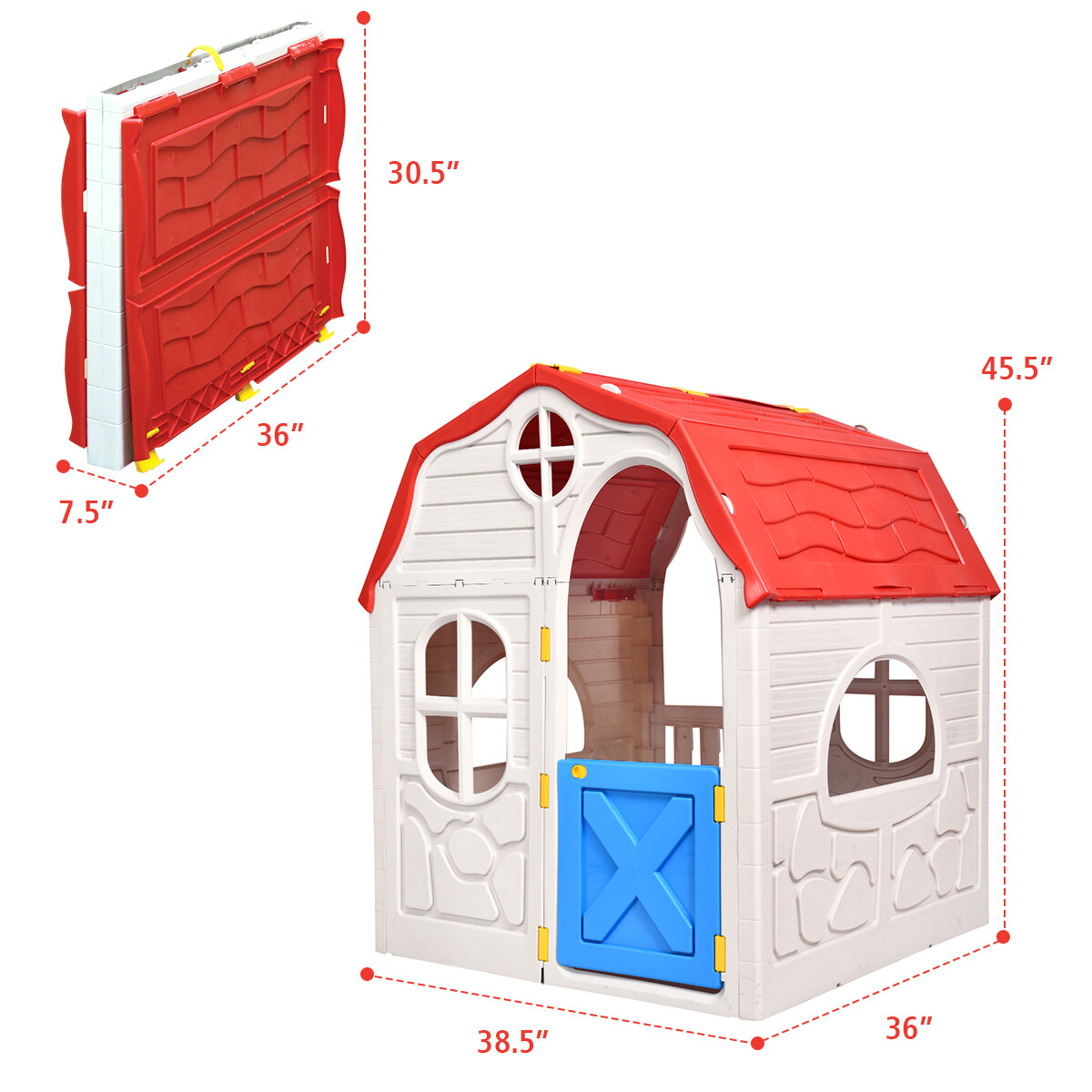 Costway TY327185 Foldable Cottage Kids Playhouse for sale online | eBay