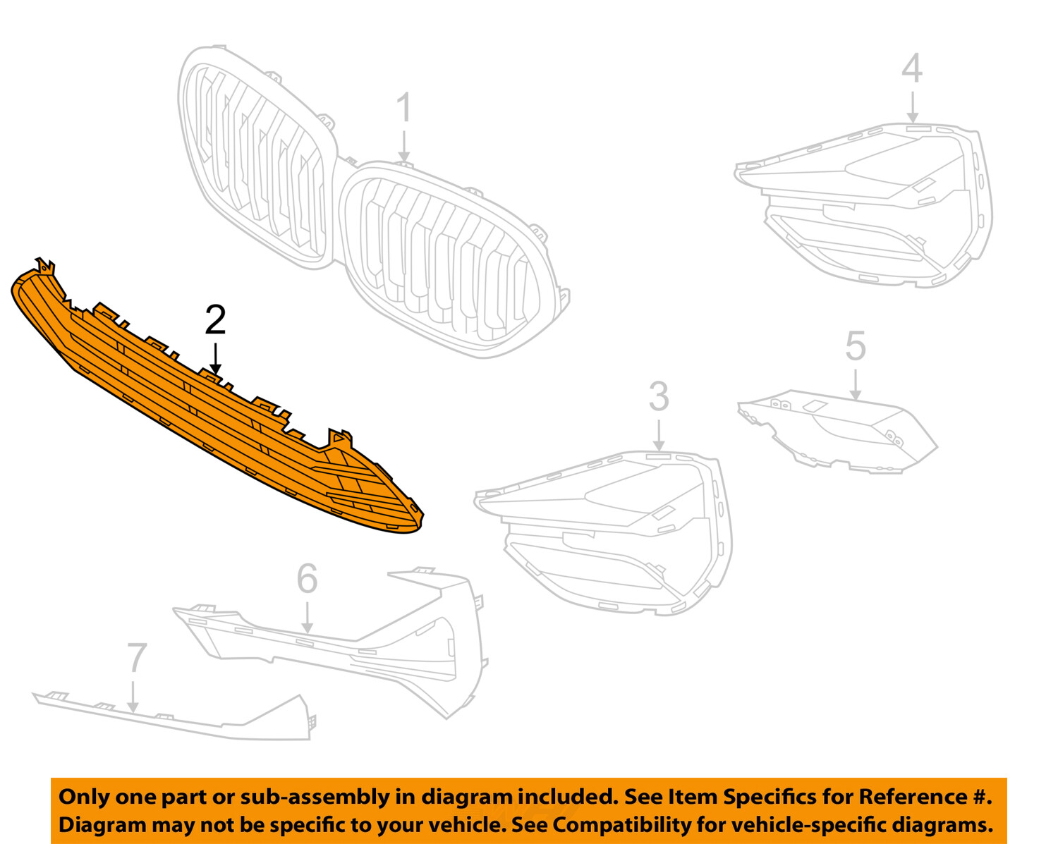 BMW OEM 20-22 X1 Front Bumper Grille Grille Components-Lower Grille ...
