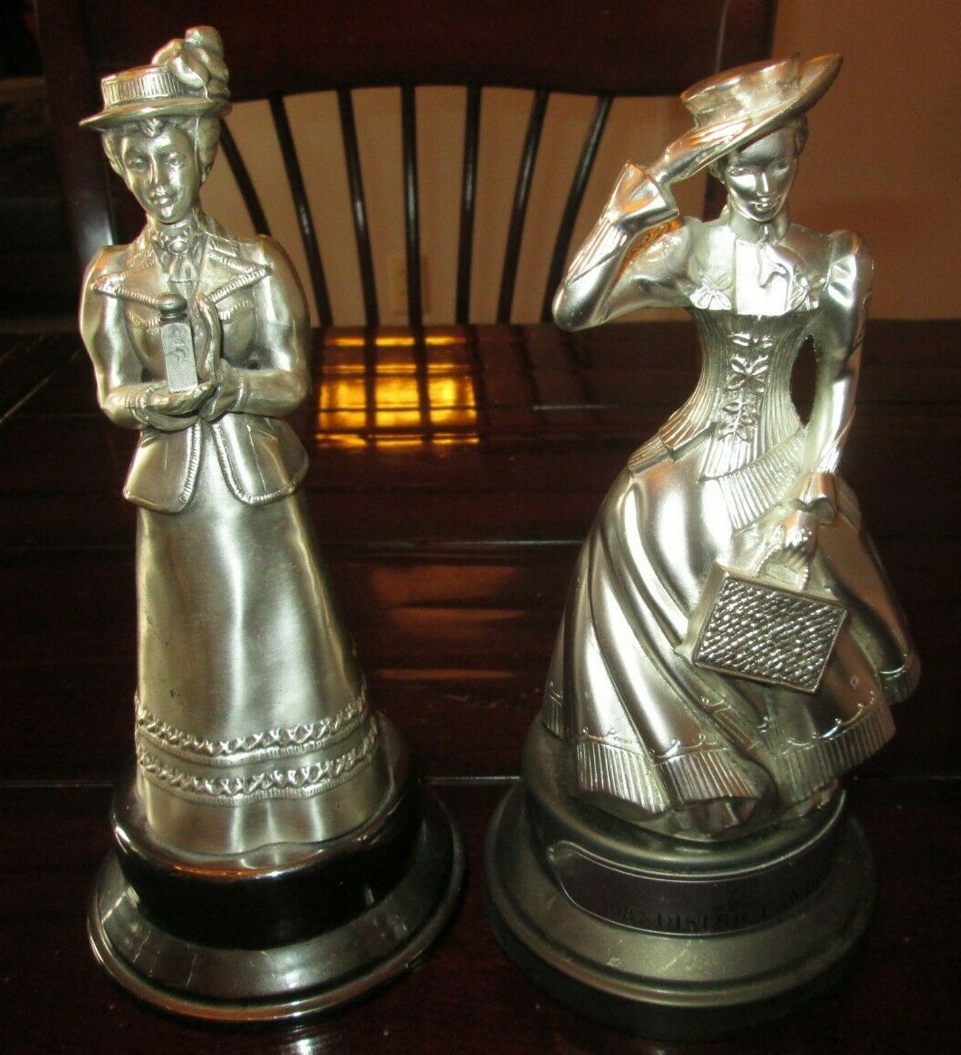 2 Avon Pewter Award Statue Trophy Avon's Very Best in Sales 1984-85 87 ...