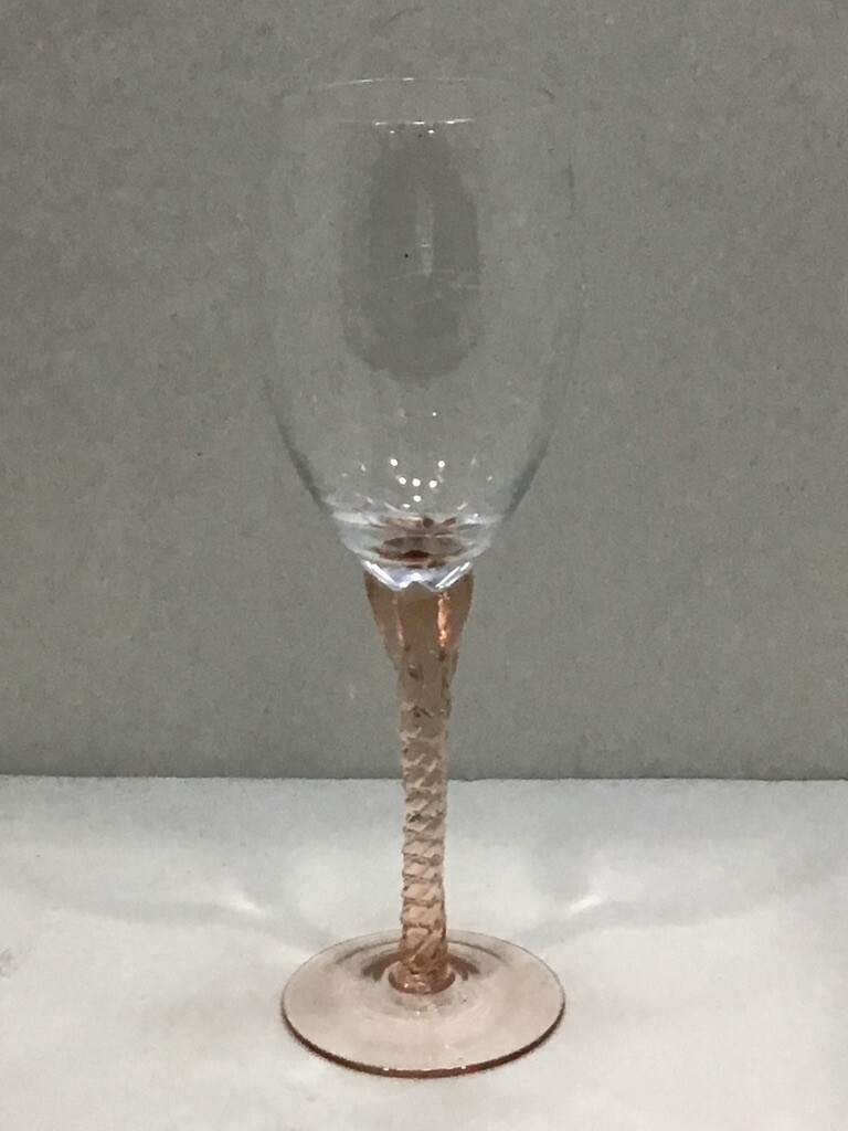 Etched Grapes Wine Glass Swirl Pink Twisted Stem | eBay