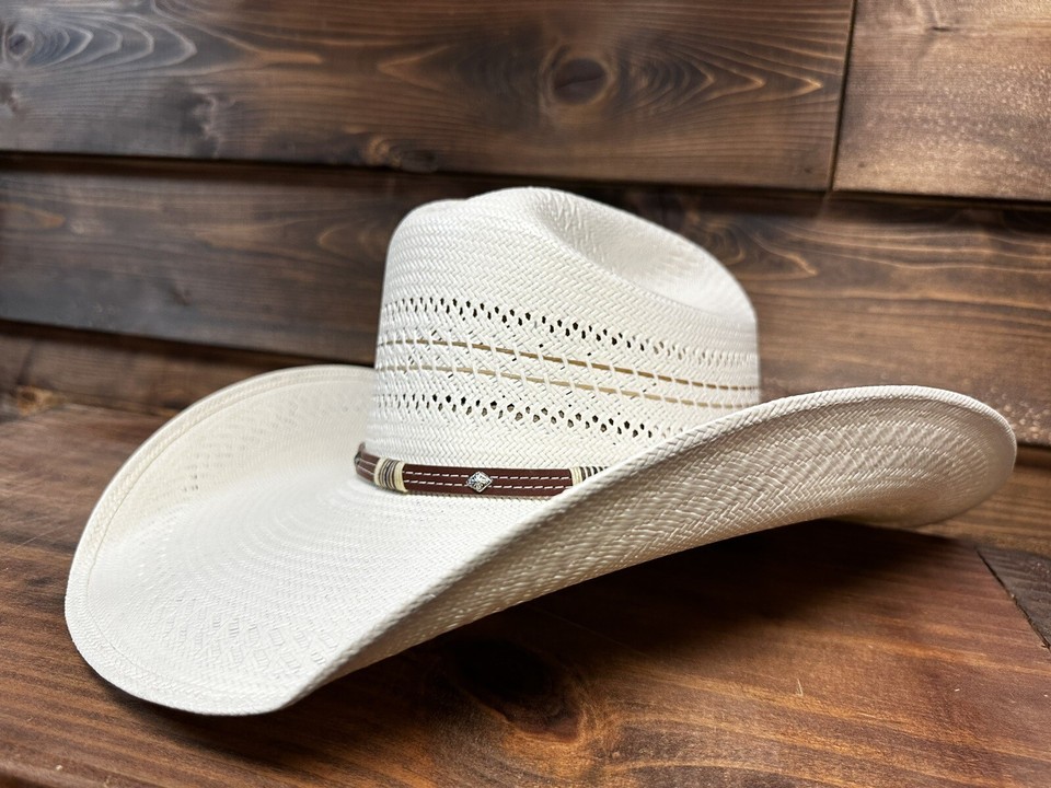 Larry Mahan 10X Mission Straw Cowboy Hat Ivory-MADE IN USA. | eBay