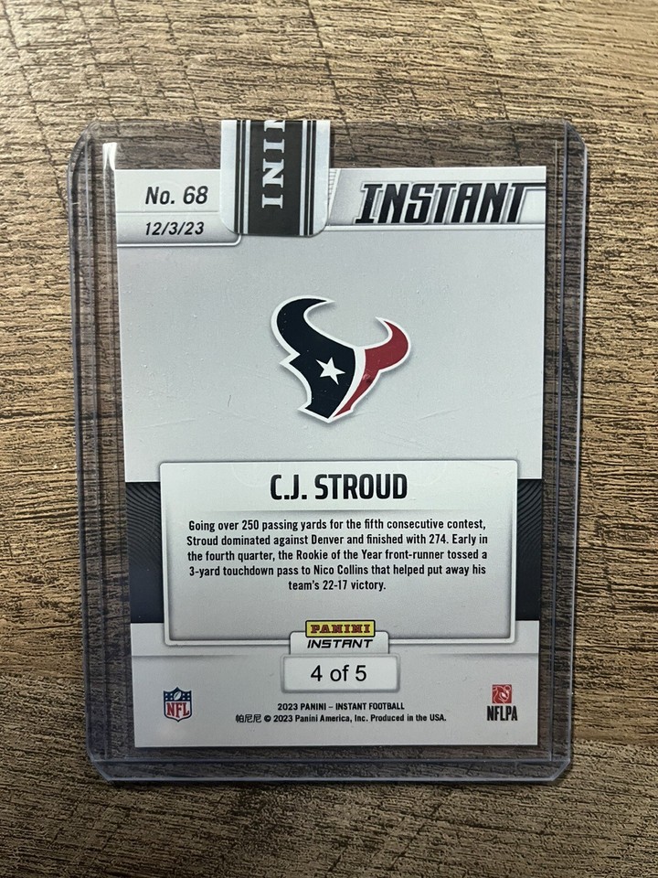 C.J. Stroud - 2023 Panini Instant NFL #68 - Versicolor#’d 4/5 Texans RC ...