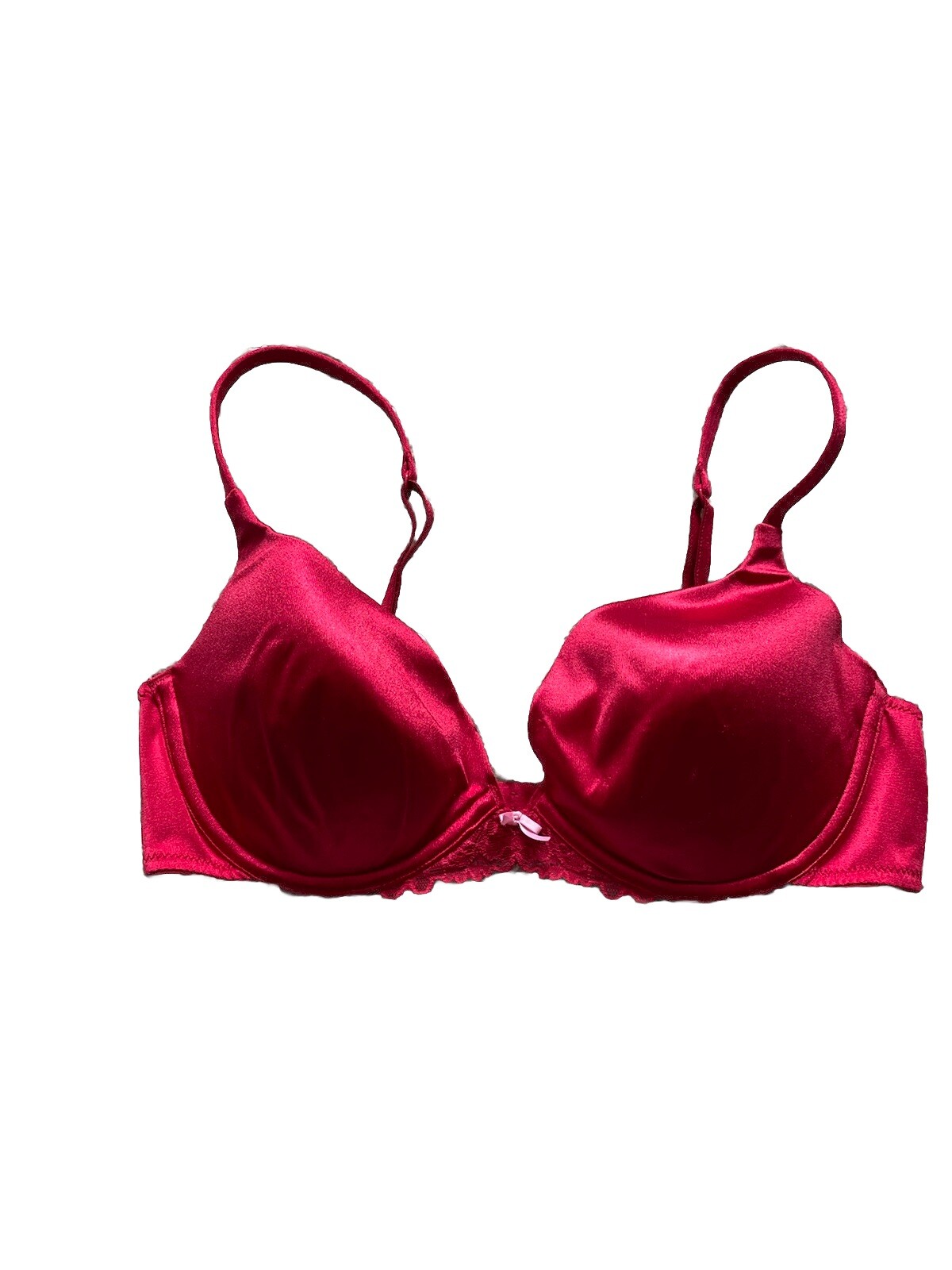 Victoria's Secret Angel Red Satin Bra Size 34C Push U… - Gem