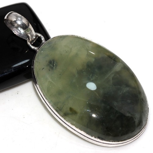 Moss Prehnite 925 Silver Plated Gemstone Pendant 2.1" Unique Gift MJ | eBay