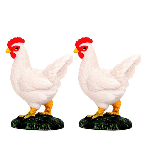 2 Pcs Rooster Sculpture Fake Chicken Ornaments Artificial Animal | eBay UK