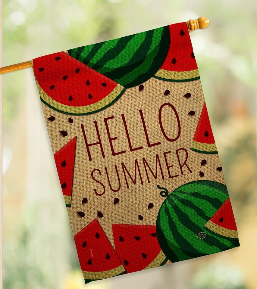 Watermelon Summer House Flag Fun Sun Beach Pool Tropical Double Sided ...