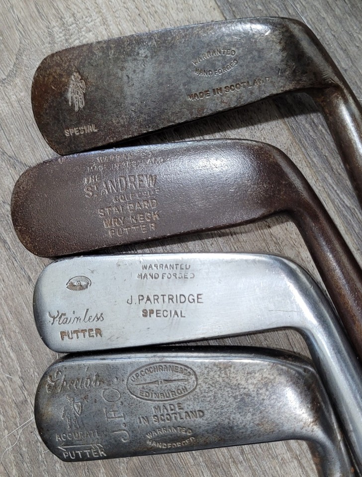 4 Antique Vintage Interesting Scottish Made Hickory Wood Shaft Golf ...