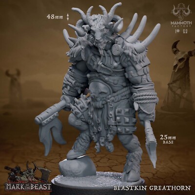 Beastkin Greathorn Beastmen Miniature Fits DND D&D Pathfinder War ...