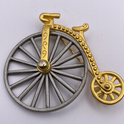 JJ Pin Old Time Big Wheel Bicycle Goldtone Metal B1A | eBay