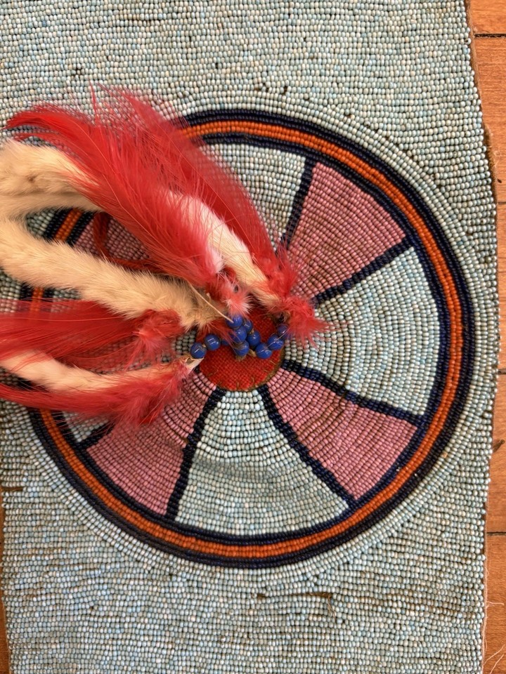Antique Native American Plateau Beaded Blanket Strip Pinwheel Design ...