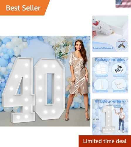 Marquee Numbers Large 40th-Birthday Decorations: 4ft Light Up Number ...