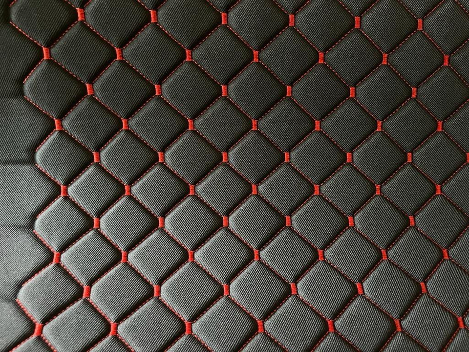 Black/red Diamond Stitch Embossed Fabric Lining Car Upholstery ...