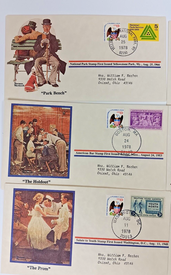12 Norman Rockwell FDC First Day Covers - Postal Commemorative Society ...