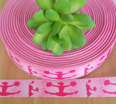7/8" (1 YD) Cheer Grosgrain Ribbon Cheerleader Pony O's Cheer Bow Pom ...