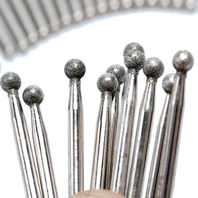 30Pcs Diamond Grinding Bits Ball Head 4mm Carving Burr Shank 1/8 ...