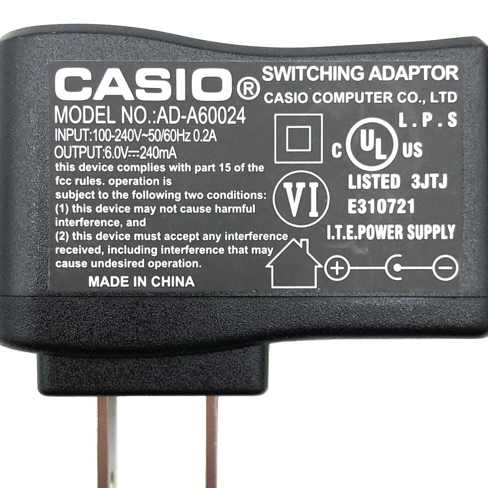 New Genuine Casio AD-A60024 AC/DC Power Adapter 6V 240mA Calculator ...