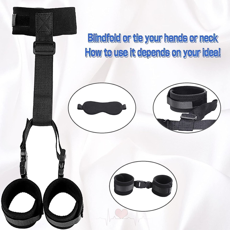 BDSM Neck to Wrist Restraints Bondage Set - Behind Back Handcuffs ...