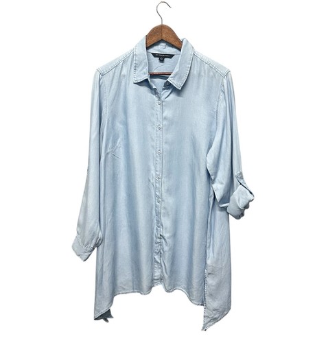 Zac & Rachel Top Womens Plus Size 1X Button Up Shirt Tunic Roll Tab ...