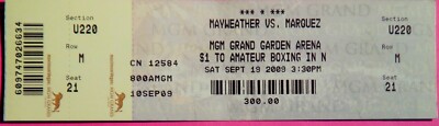 FLOYD MAYWEATHER VS MARQUEZ ORIGINAL USED TICKET, MGM VEGAS SEPT 19 ...