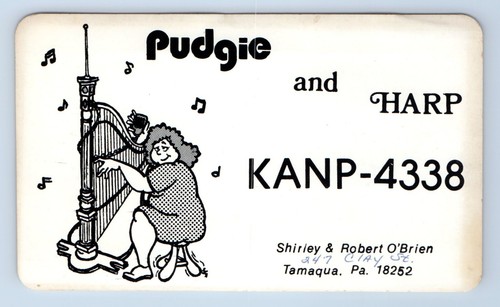Pudgie Harp O'Brien Tamaqua Pennsylvania PA QSL Ham Radio Card VTG ...