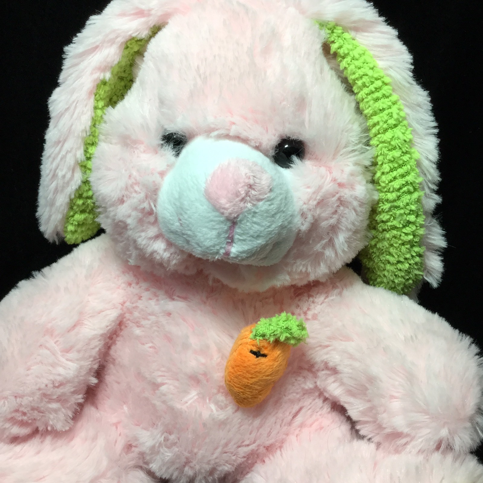 Hunson Trading Pink Bunny Rabbit Easter Plush Carrot Soft Toy Green ...