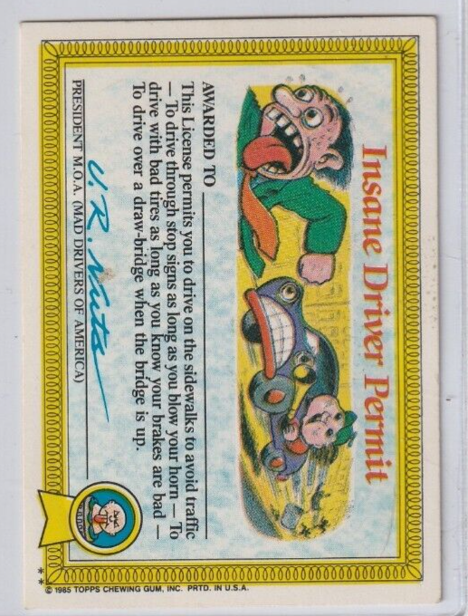 1985 Topps Garbage Pail Kids GPK Card First Series 1 OS1 Matte 18b BAD ...