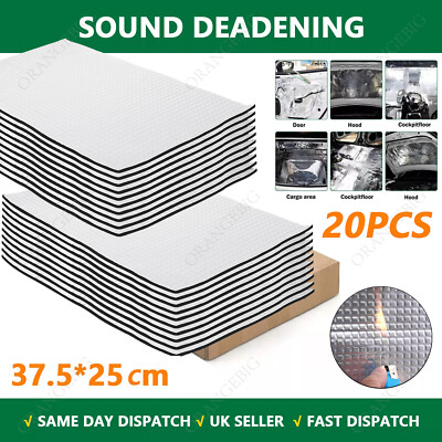 Sound Deadening Foil Butyl 20 Sheets 20sq.ft Car Van Vibration Proofing ...