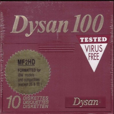 Sealed box of ten Dysan preformatted 3½-inch double side high density ...