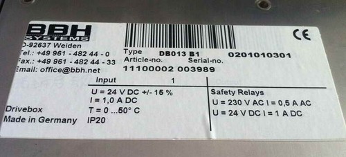 BBH Systems DB 013 B1 0201010301 DB013 fast ship by DHL OR EMS | eBay
