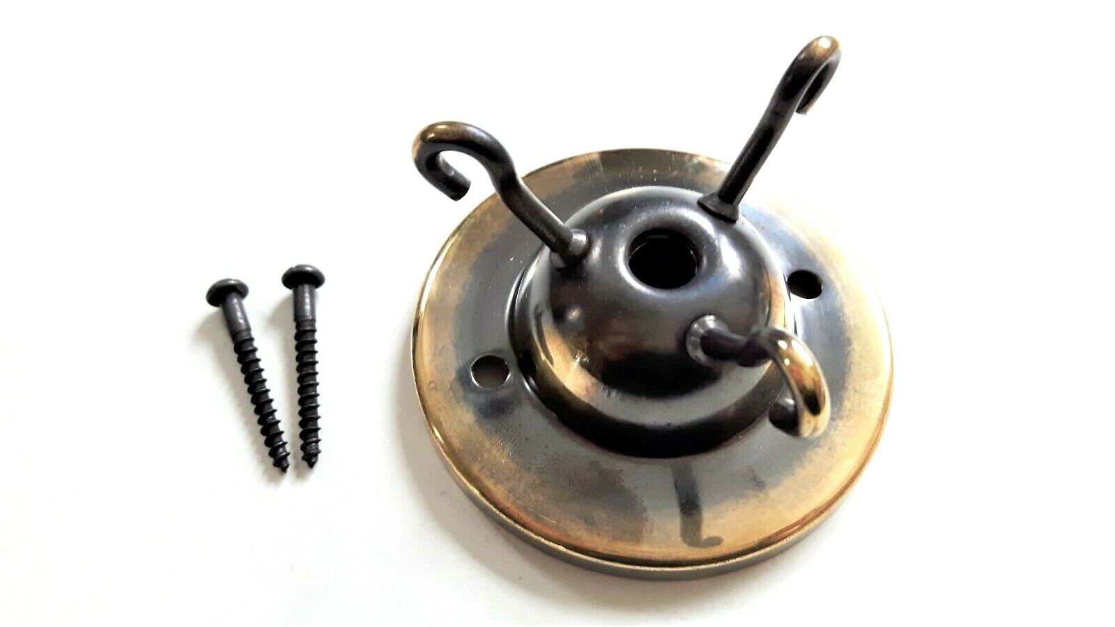 3 hook ceiling rose plate + 1 1/4" screws light fitting 10mm thread ...