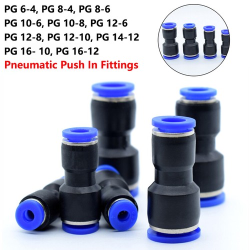 Pneumatic Push In Fittings Straight PG Reducer Connectors For Air Water ...