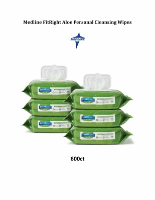 Medline FitRight Aloe Scented Personal Cleansing 8x10" Wipes with Aloe ...