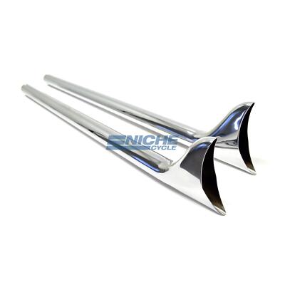 42" Harley Chopper Drag Tail Pipes Exhaust Extensions Fishtail Chrome 1 ...