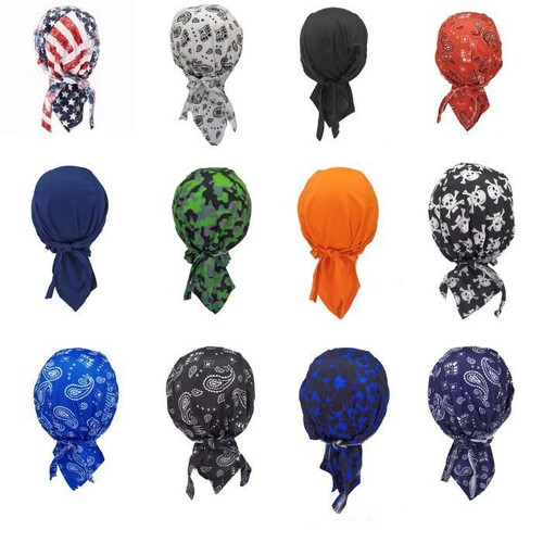 SKULL CAP MOTORCYCLE BANDANA HEAD WRAP DO RAG MOISTURE WICKING ...