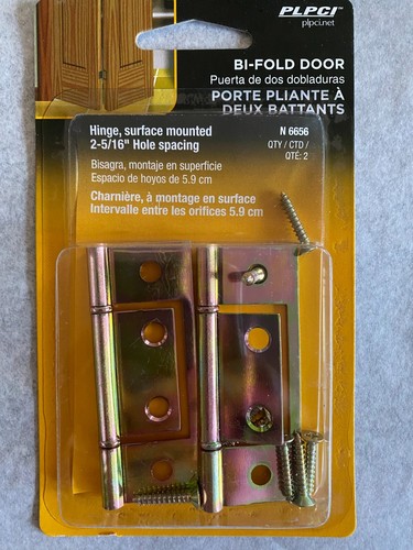 NEW -- PLPCI Brass Plated Surface Mounted Bi-Fold Door Hinges 2-Pack N ...