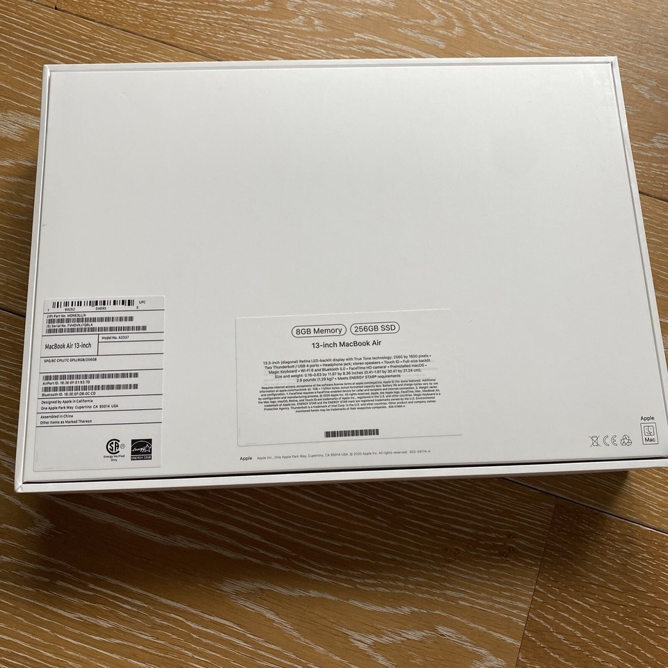 Empty Box Apple MacBook Air Retina 13.3 M1 8-Core 2020 Space Gray 8GB ...