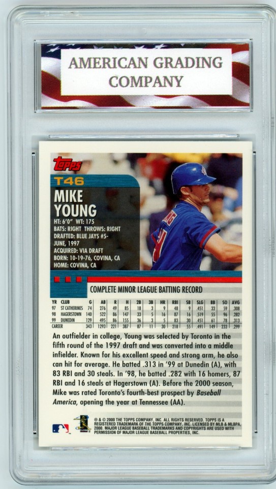 2000 Topps Traded #46T Michael Young Rookie Card AGC 10 Gem Mint | eBay