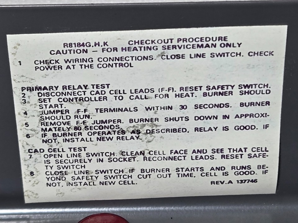 OEM Honeywell R8184G-1005 (R8184G1005) Oil Burner Control CAD Cell ...
